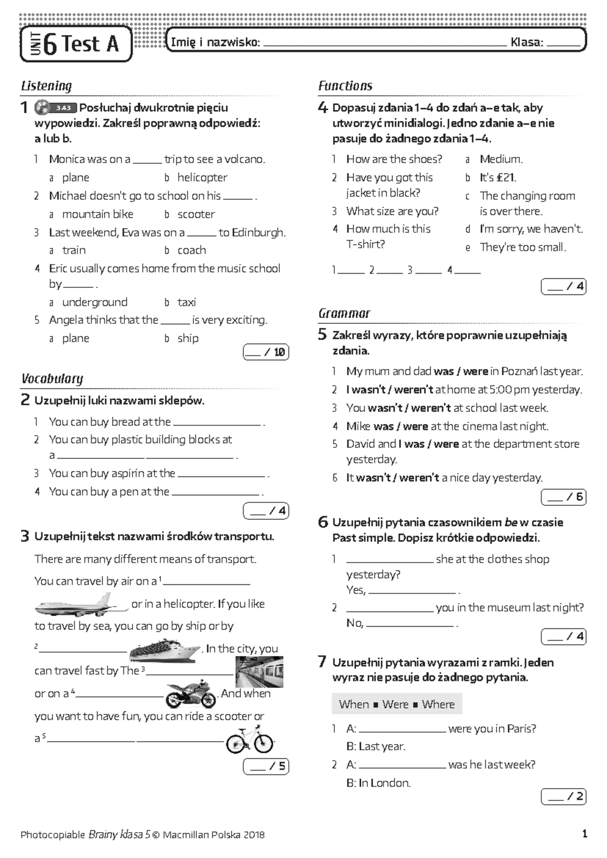 Ec A2 Tests Language Test Unit 0 A Name