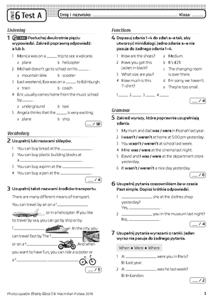 EC A2 Tests - Unit 6 Answer Key and Script - English Class A2 Unit 6 ...