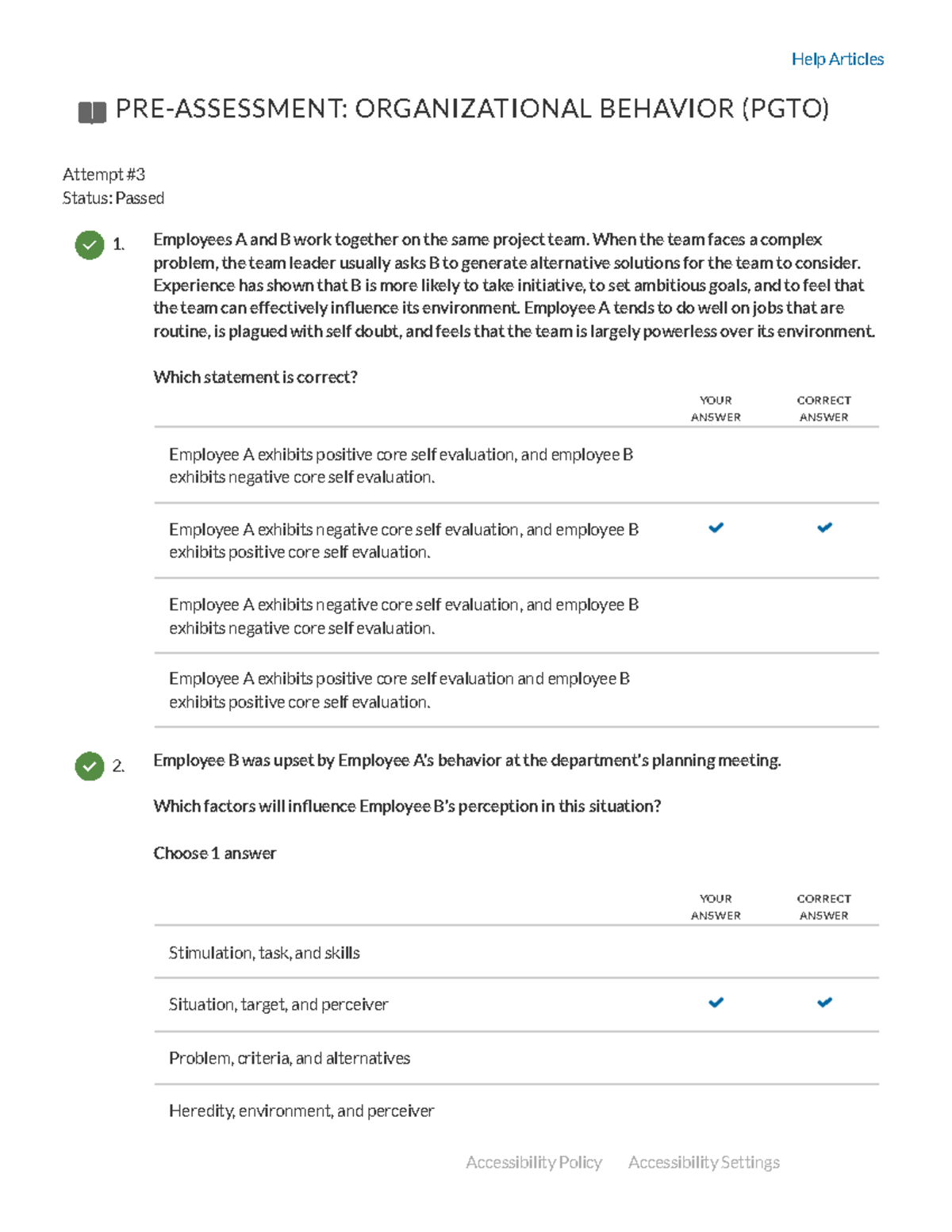 C715 Pre-Assessment: Organizational Behavior Insights and Analysis ...