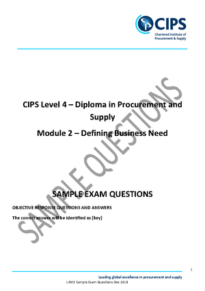 Sample Questions L3 Module 2 - L3M2 Sample Questions April 2020 CIPS ...