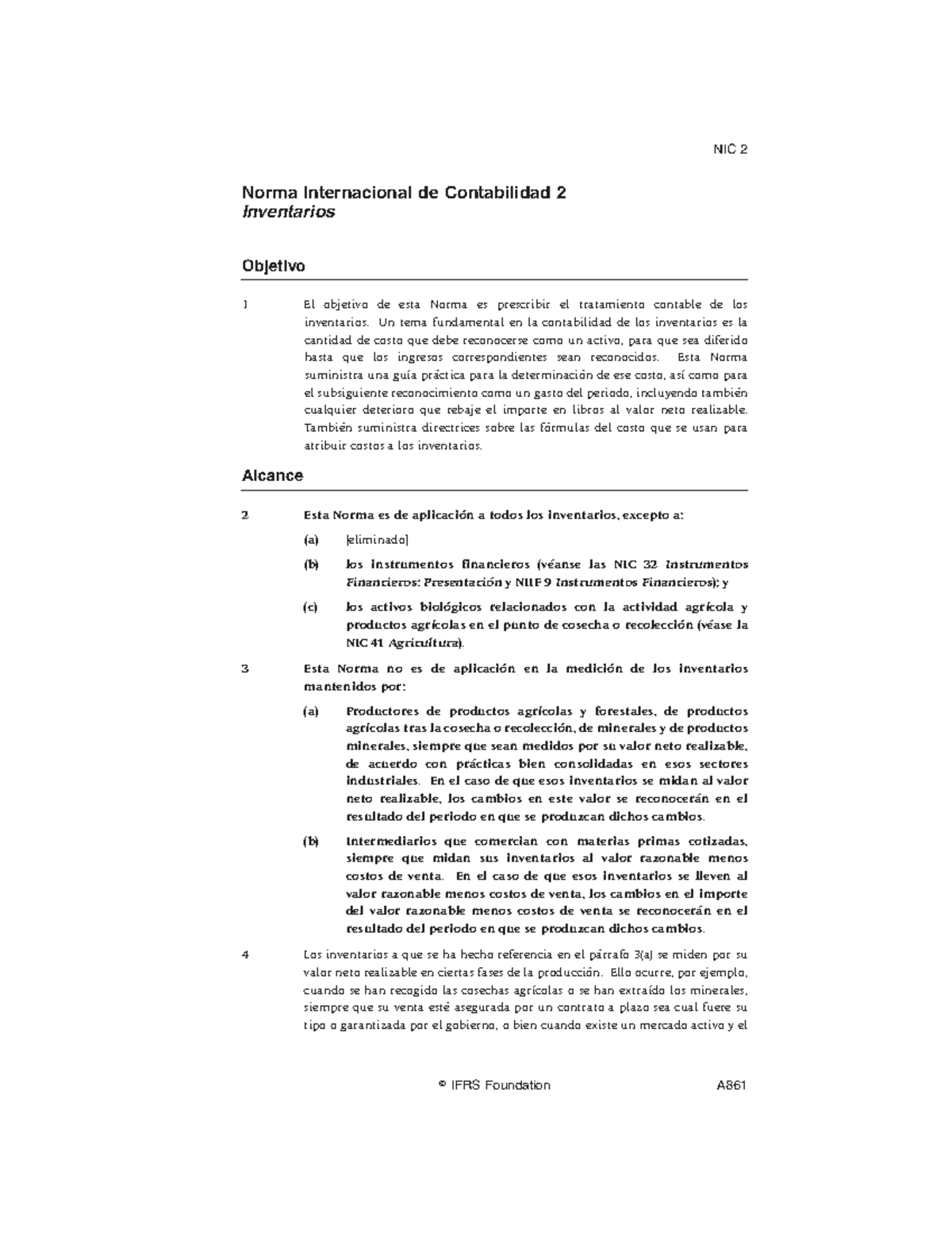 NIC - 2: Norma Internacional de Contabilidad sobre Inventarios - Studocu