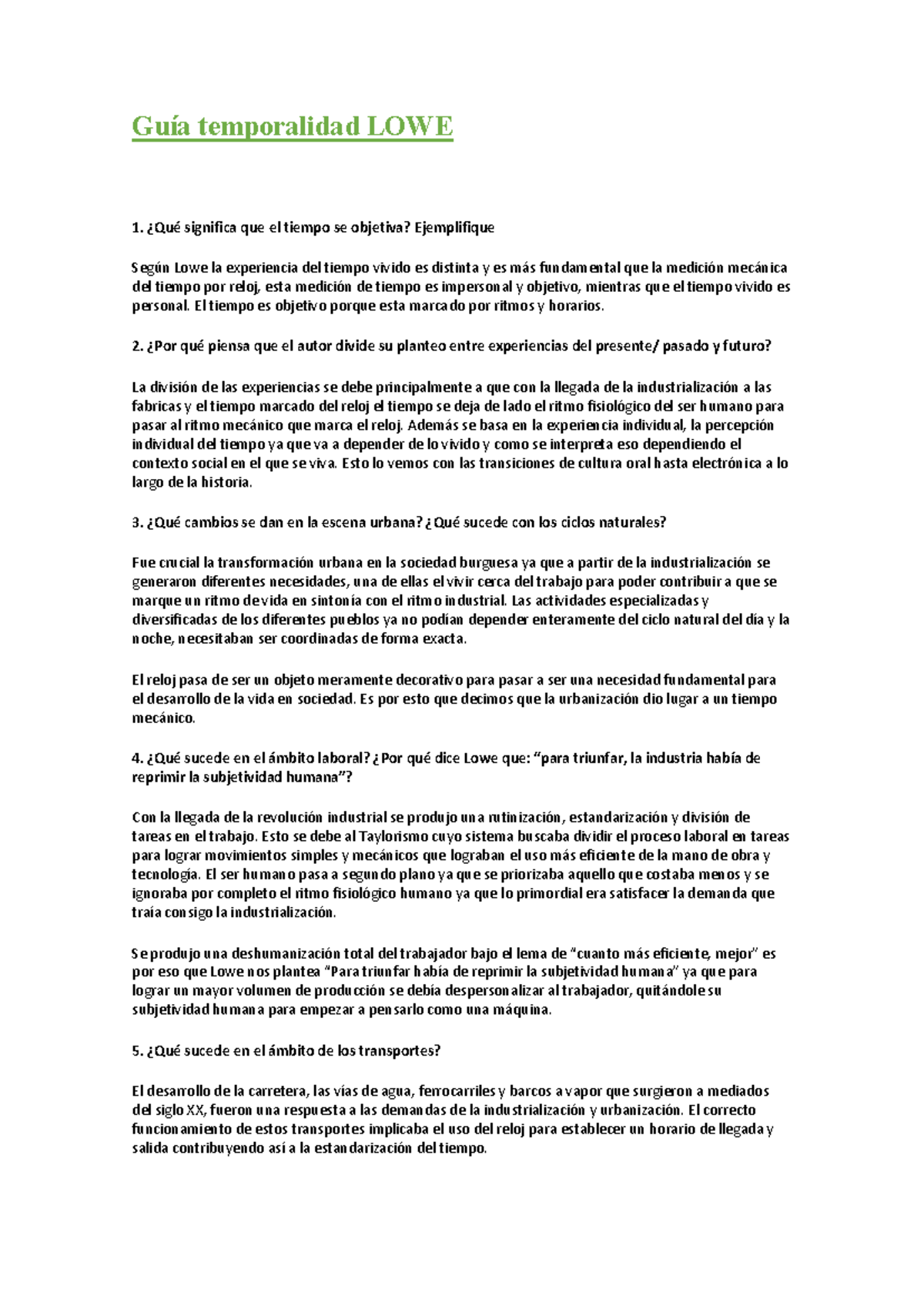 Guía de Temporalidad según LOWE: Cambios en la Percepción del Tiempo ...