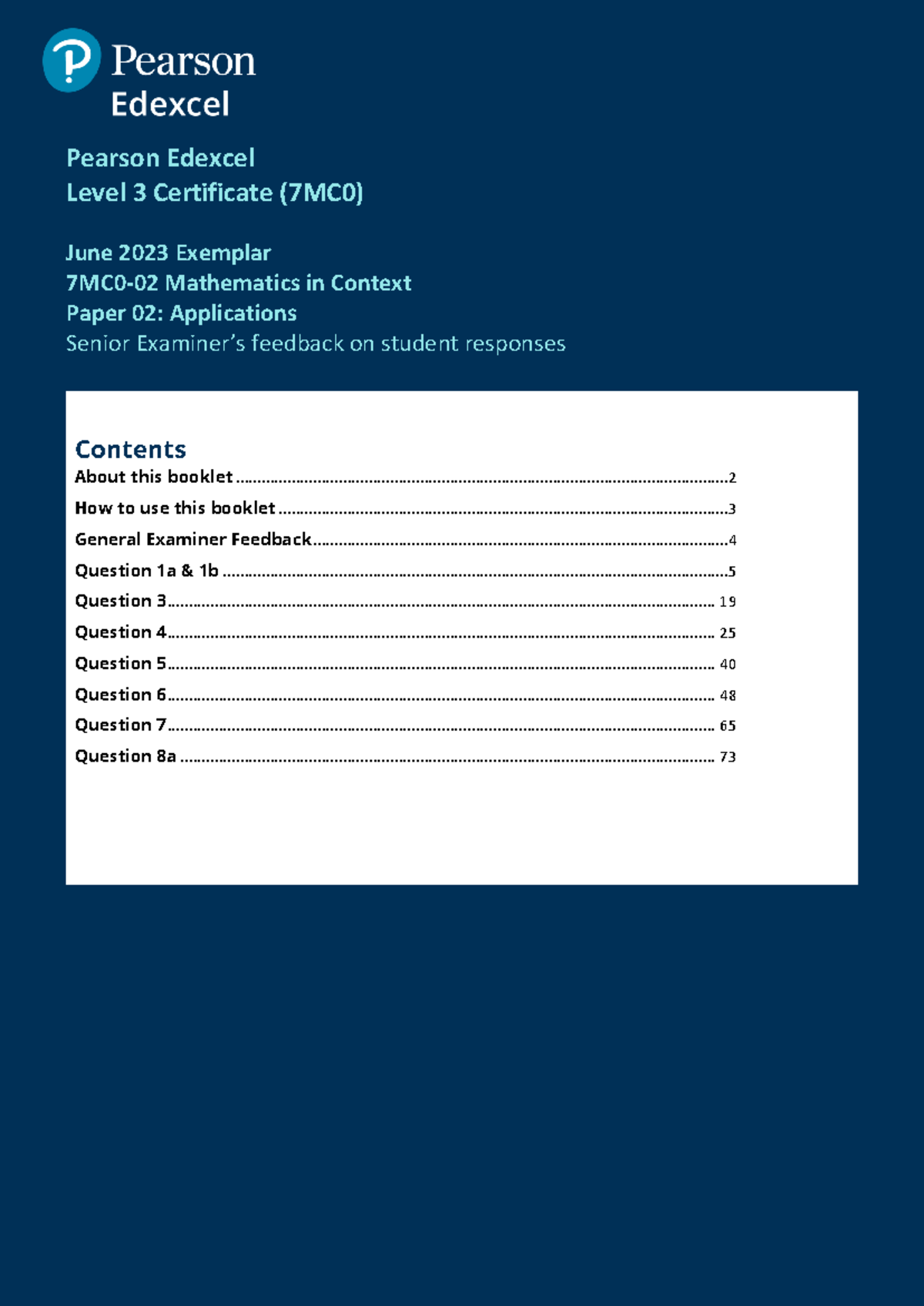 2306 7MC0-02 Core Maths Paper 2 - June 2023 Examiner Feedback - Studocu