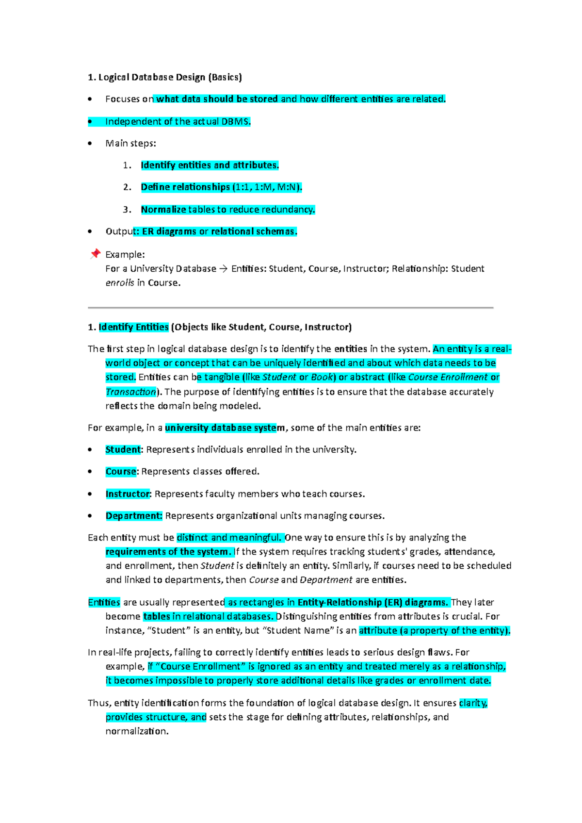 Logical and Physical Database Design (DBMS) Overview - Studocu