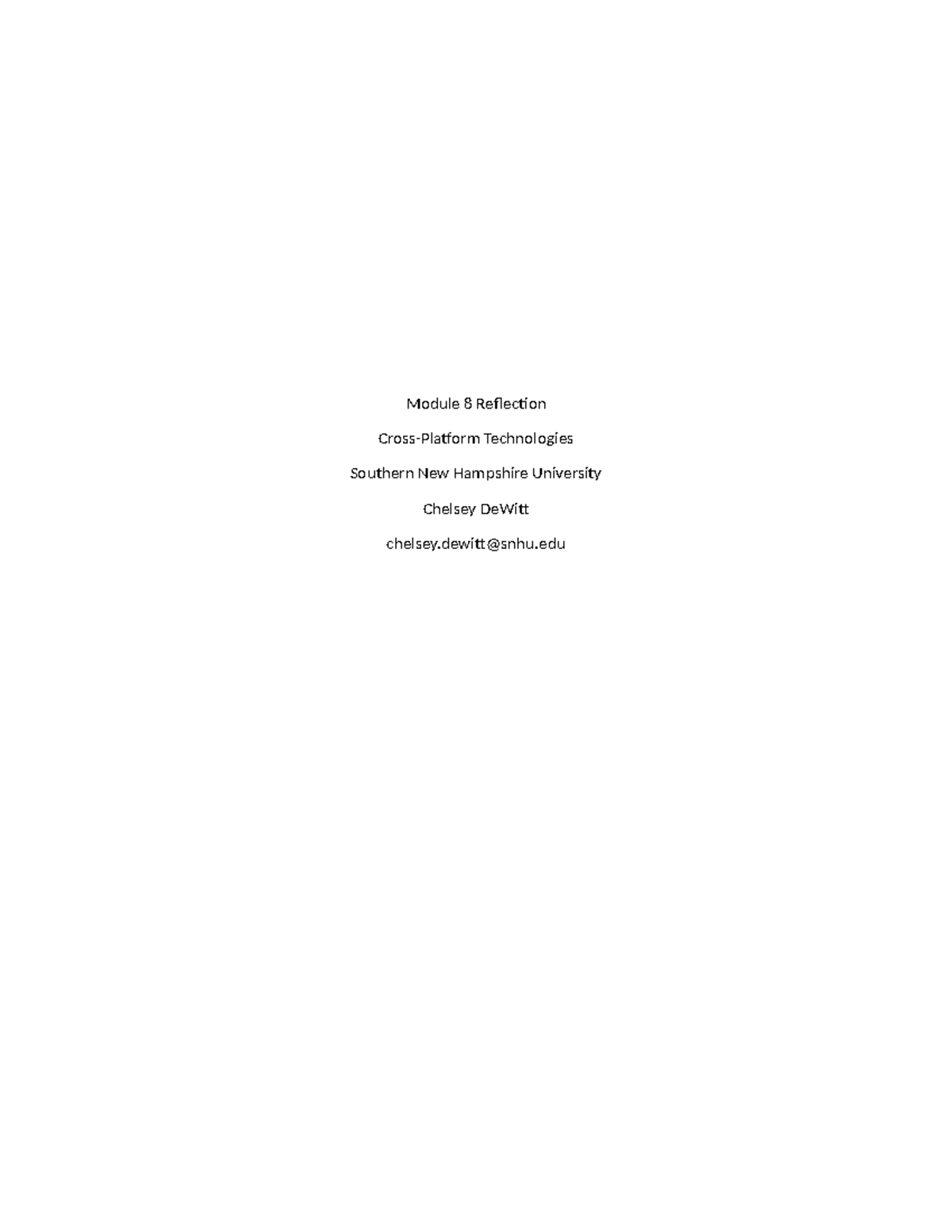 Module 8 Reflection - Insights on Cross-Platform Tech and AI - Studocu