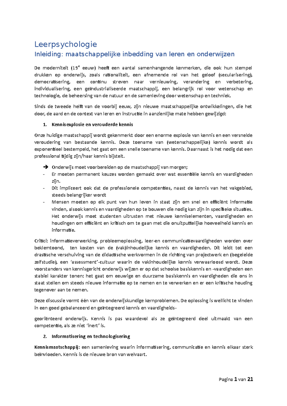 Samenvatting leertheorieën - Leerpsychologie Inleiding ...