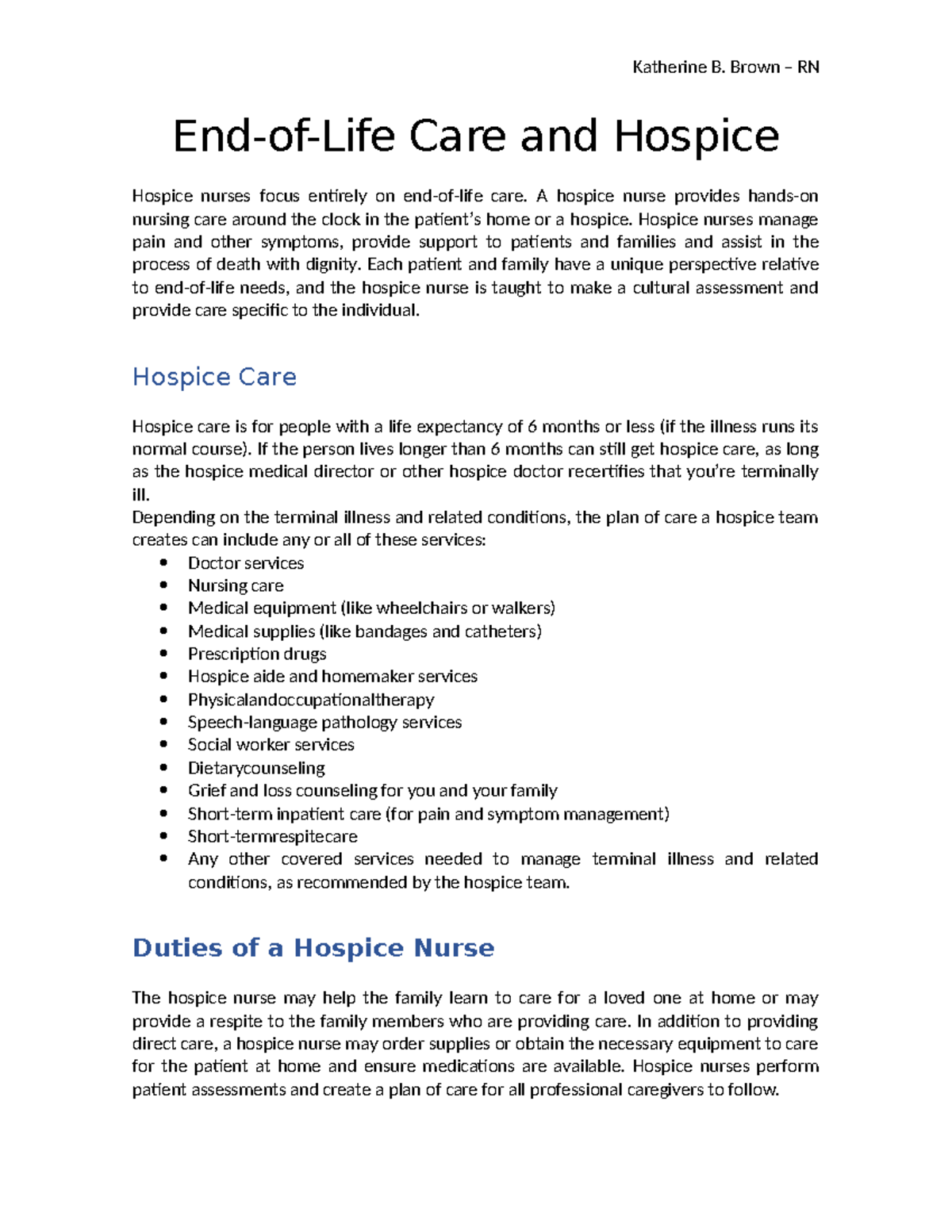End of life Care - Noted - End-of-Life Care and Hospice Hospice nurses ...