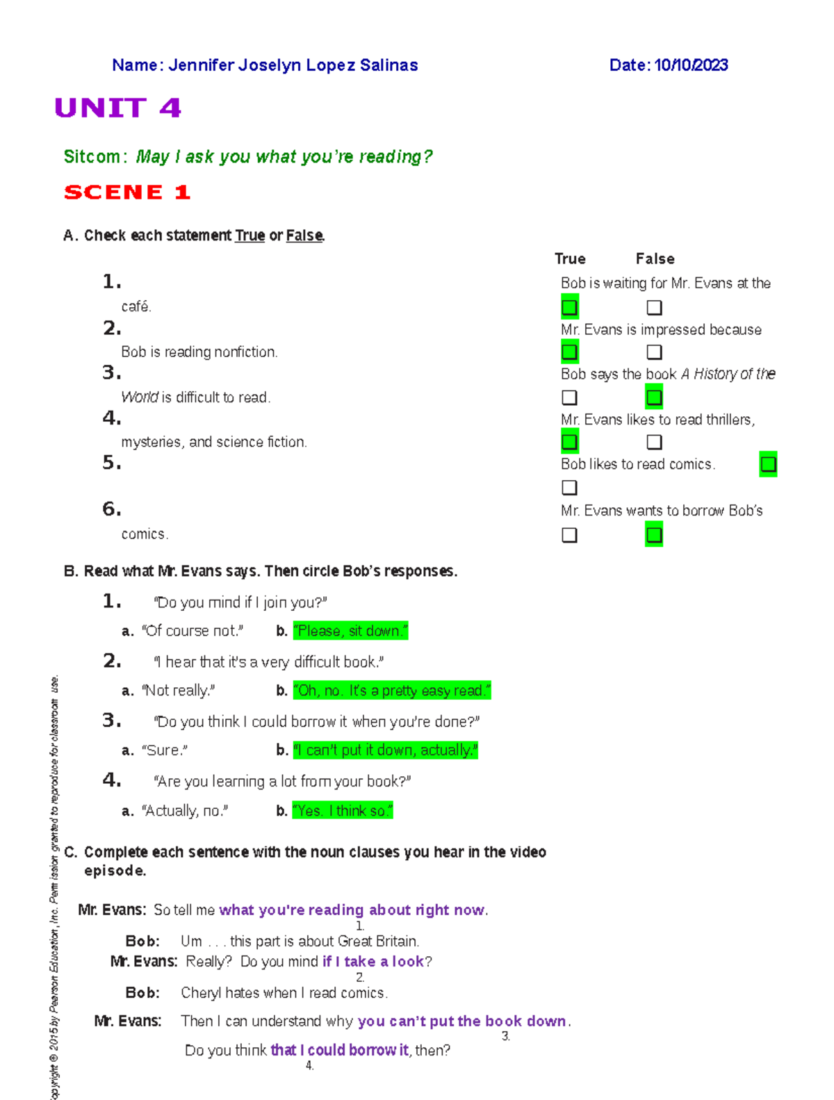 UNIT 04 TV Jnnnn - espero les sirva - UNIT 4 Sitcom: May I ask you what ...