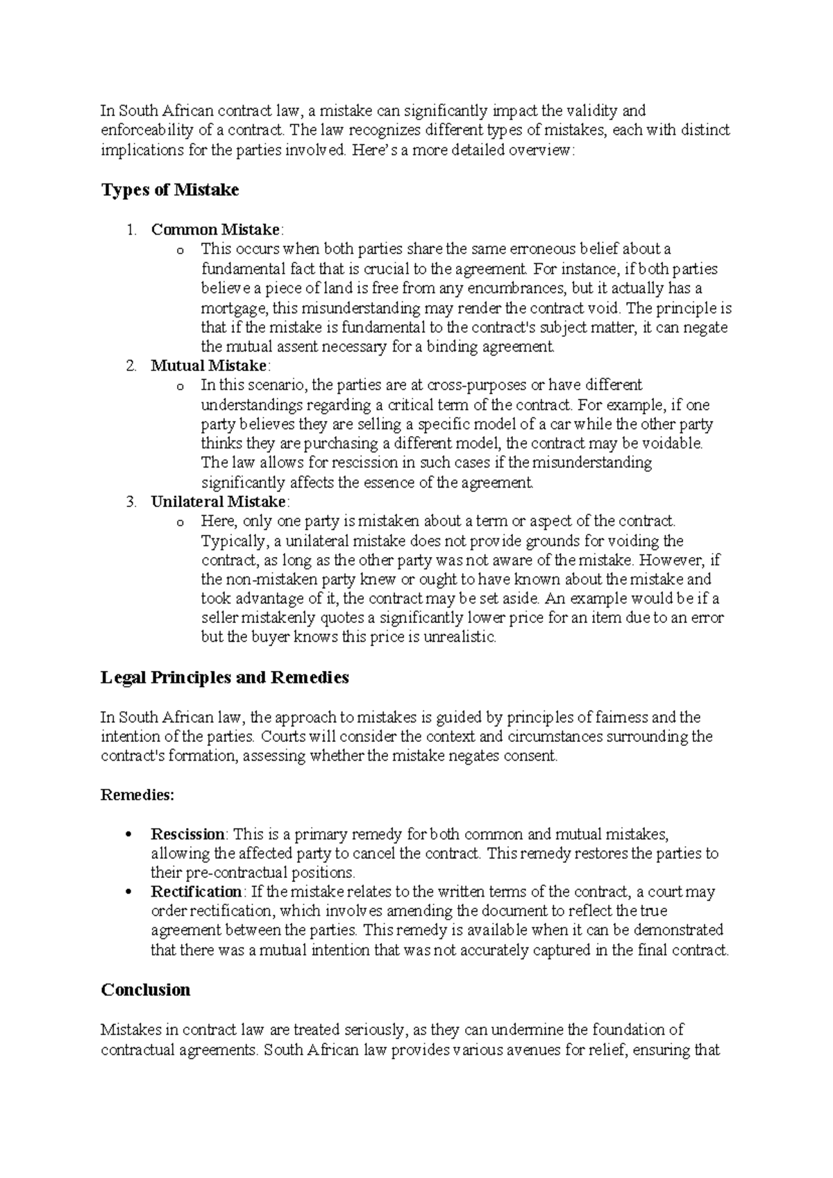 Understanding Mistakes in South African Contract Law: Key Types and ...