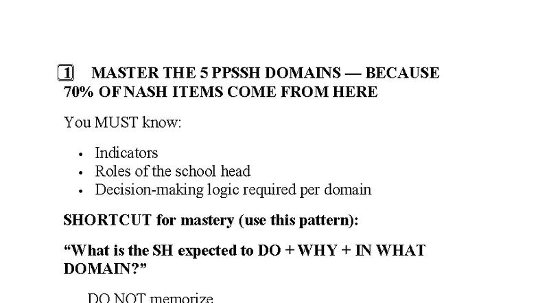 Mastering the 5 PPSSH Domains for NASH Exam Success - Studocu