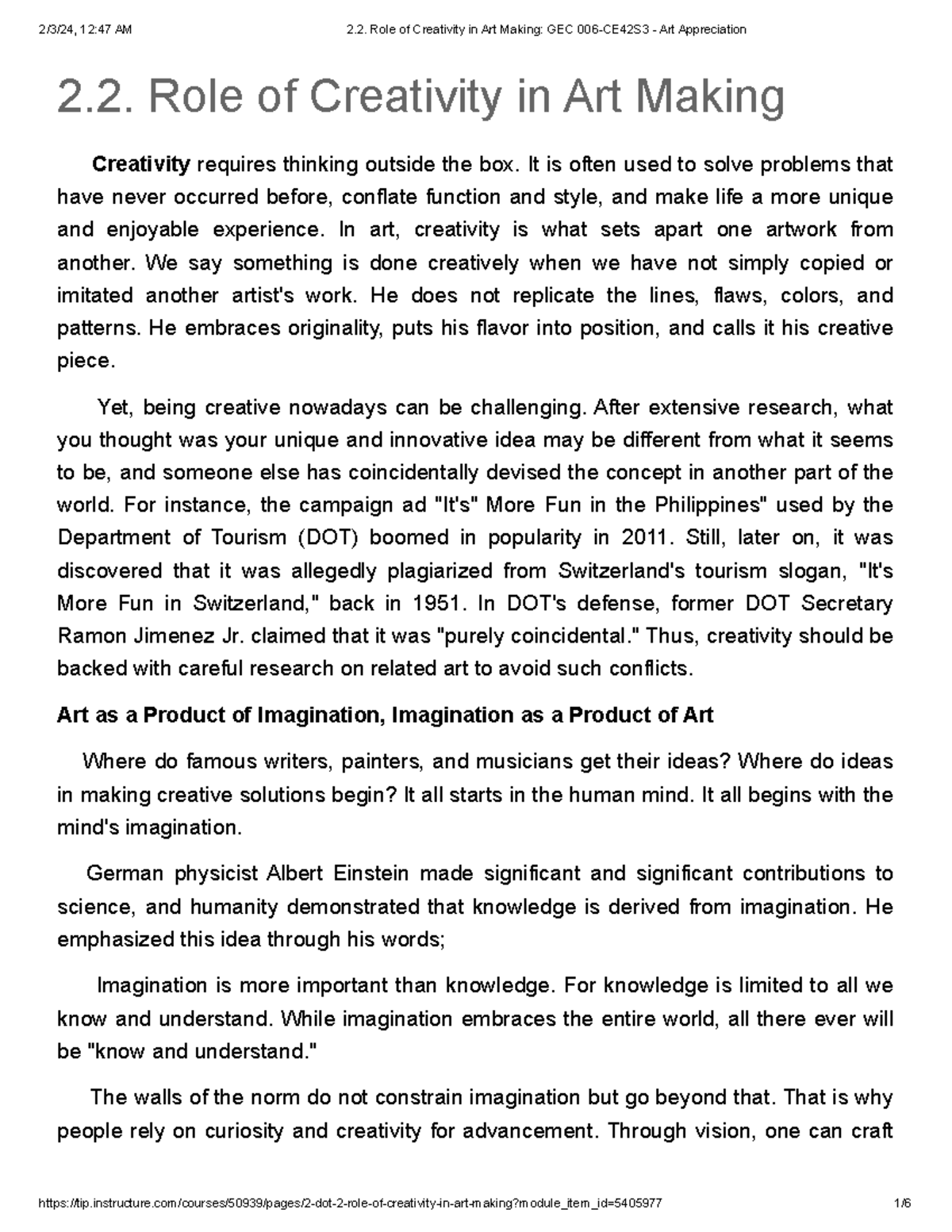 2.2. Role of Creativity in Art Making - 2. Role of Creativity in Art ...