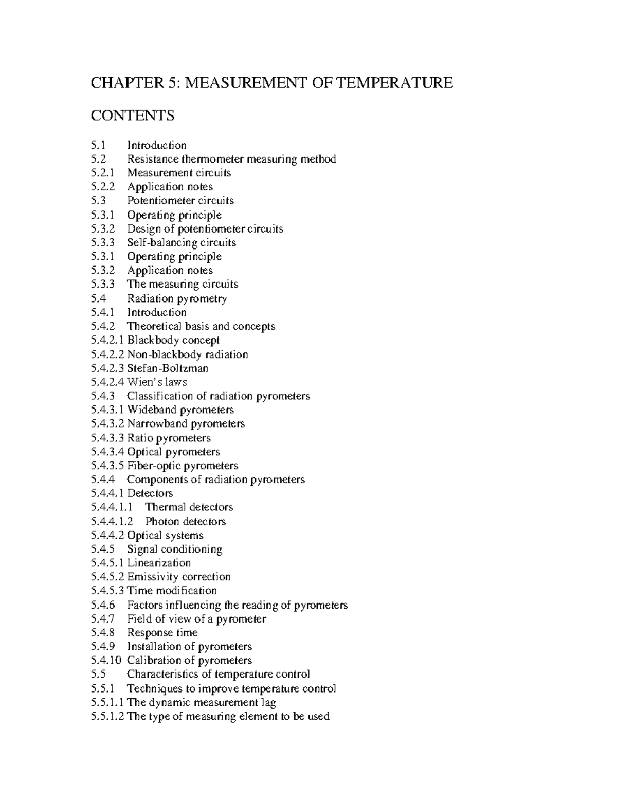 Temperature Measurement Techniques and Analysis - CHAPTER 5 - CHAPTER 5: MEASUREMENT OF ...