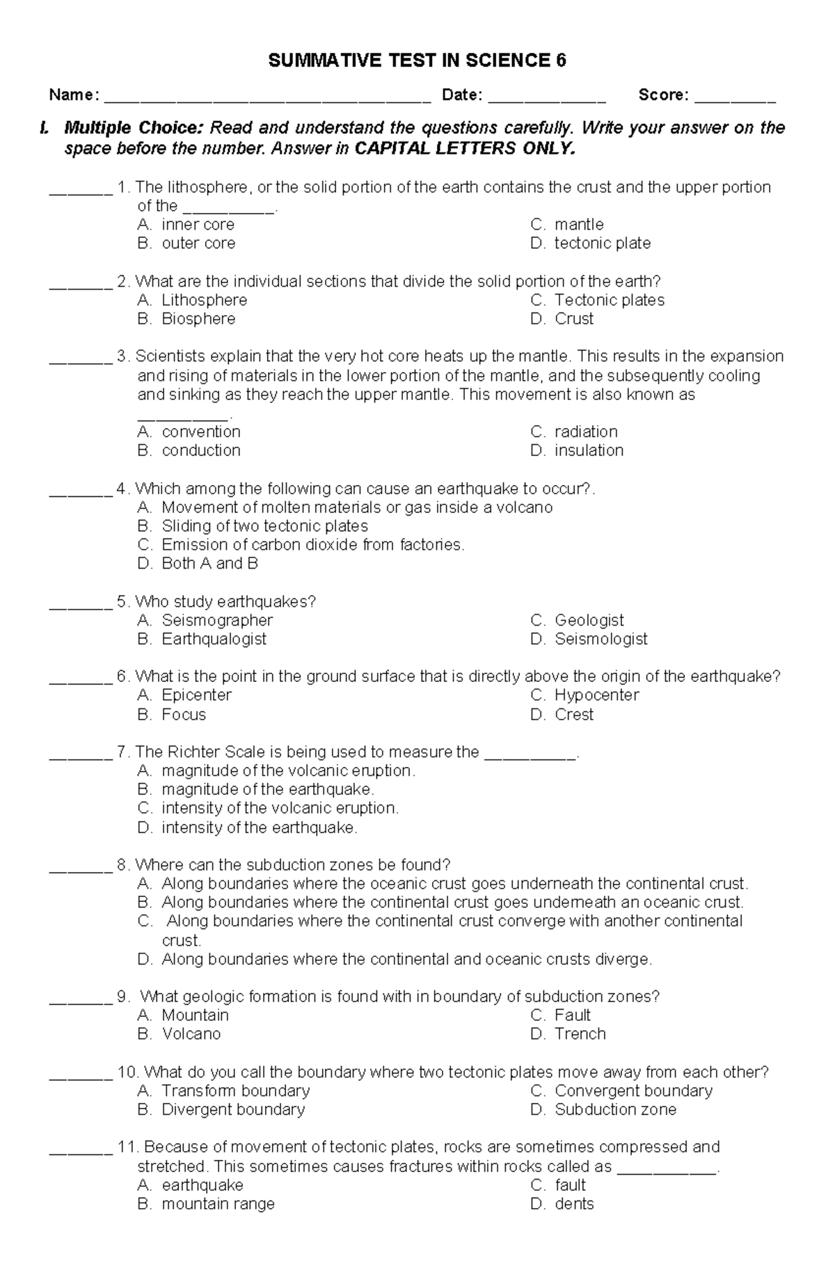 475748214 Summative TEST IN Science 6 fourth quarter docx - SUMMATIVE ...