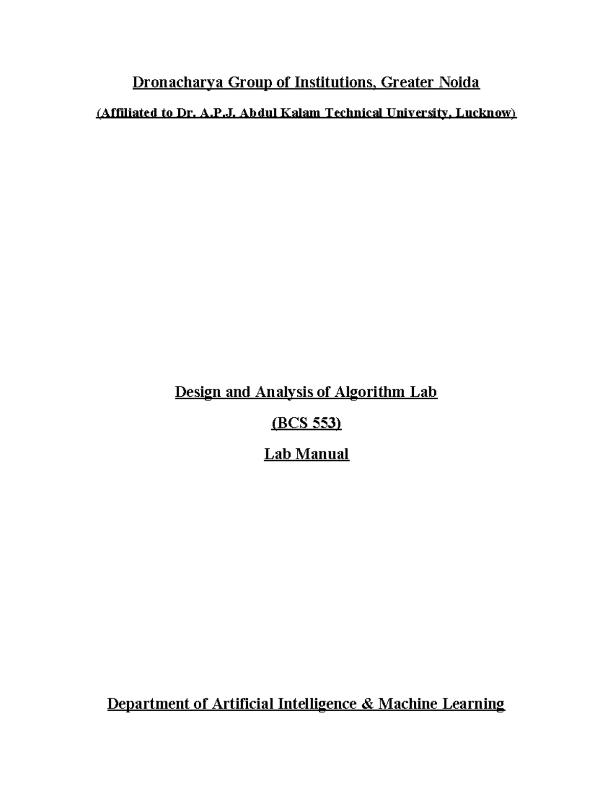 DAA Lab Manual (BCS 553): C Programs for Algorithms & Data Structures ...