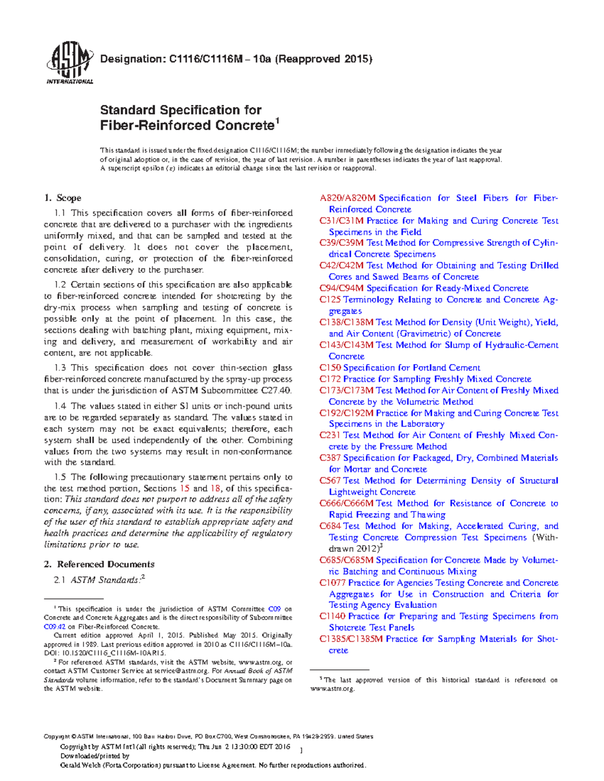 ASTM C1116-15: Standard Specification for Fiber-Reinforced Concrete ...