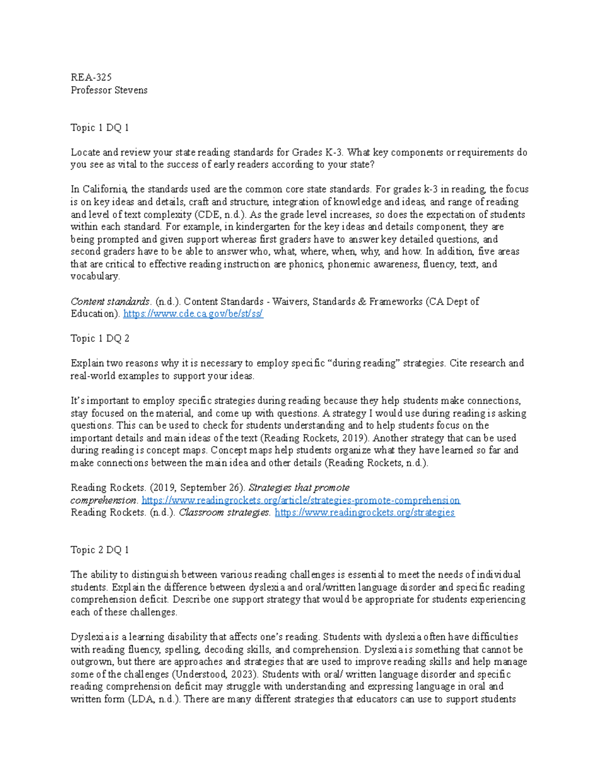 REA 325 Discussion Questions for Weeks 1-3 - Insights and Strategies ...