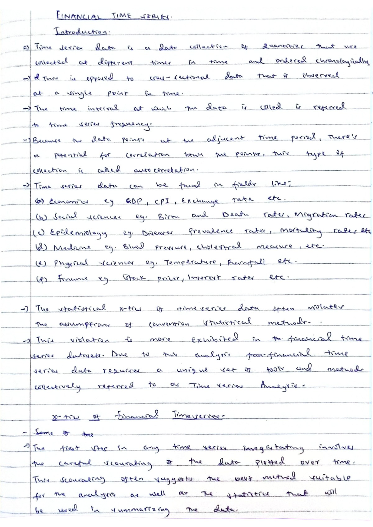 Financial Time Series - lecture hand written notes - FINANCIAL TIME ...