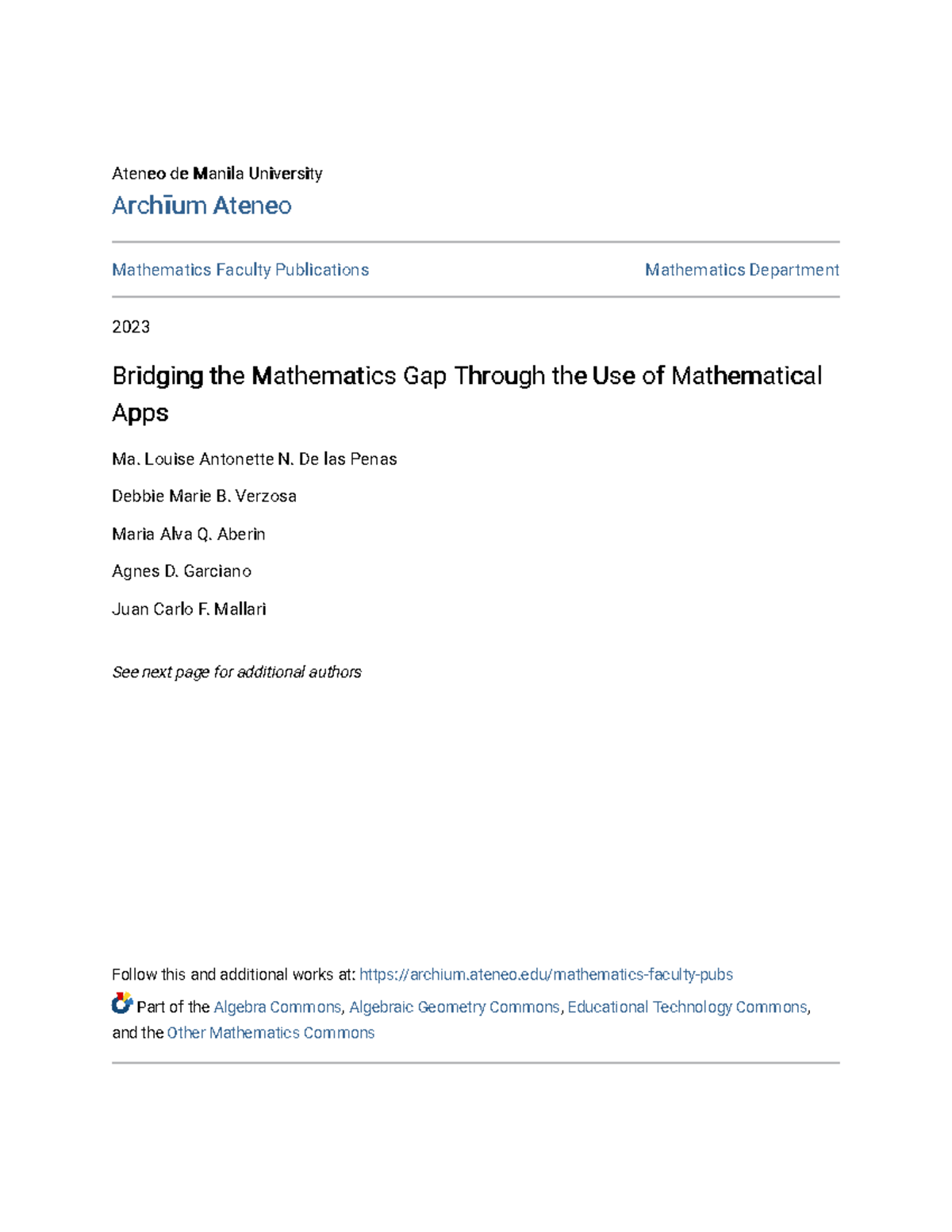 Bridging the Math Gap: Utilizing Apps for Learning (MATH 2023) - Studocu