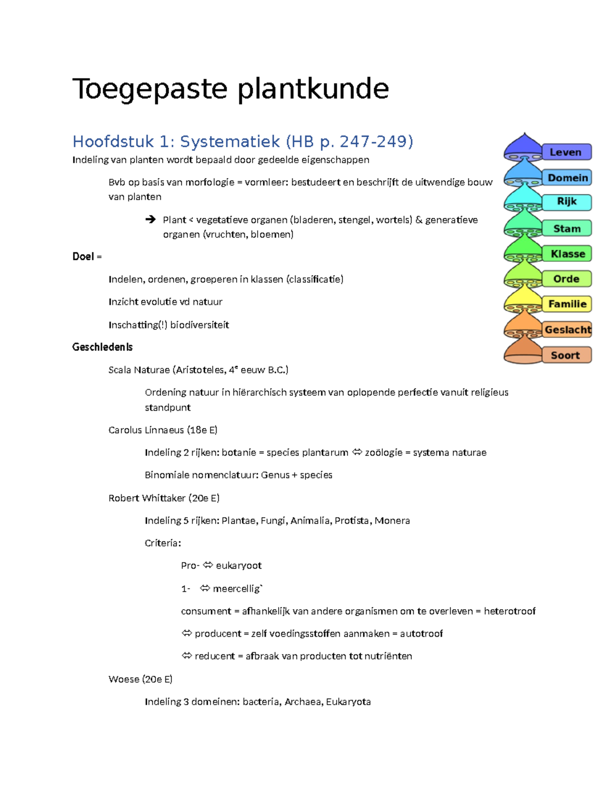 Samenvatting Monocotylen en Dicotylen in Toegepaste Plantkunde (HB ...