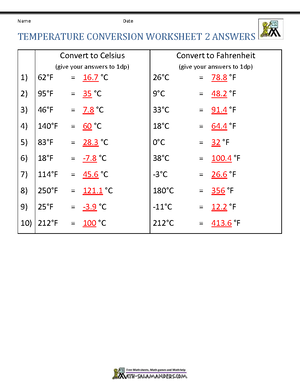 Temperature-conversion-worksheet-3 answers - Name Date TEMPERATURE ...