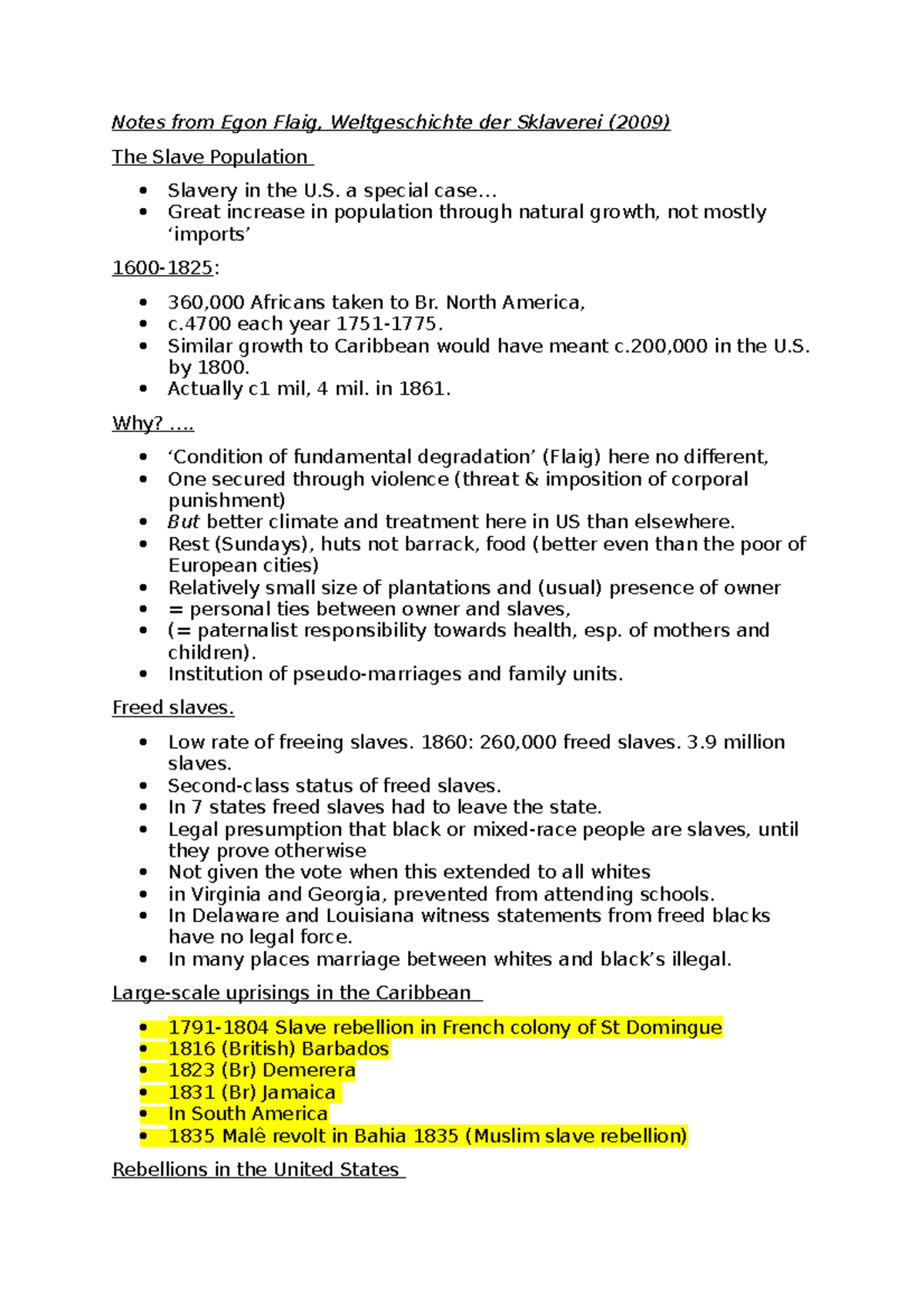 Notes from Egon Flaig - 4HS004: Europe and the Americas 1776-1914. Week ...