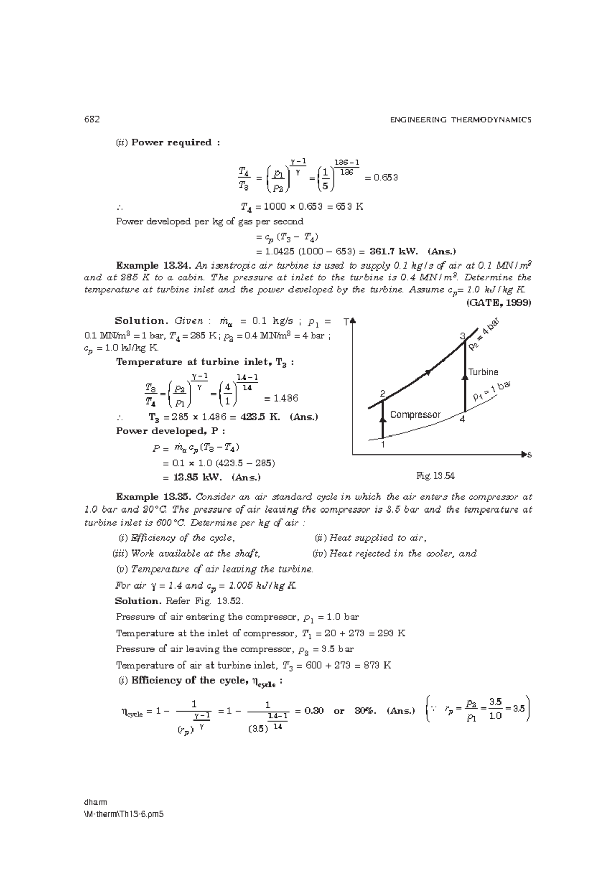 682 ENGINEERING THERMODYNAMICS: Power & Cycle Efficiency Analysis - Studocu