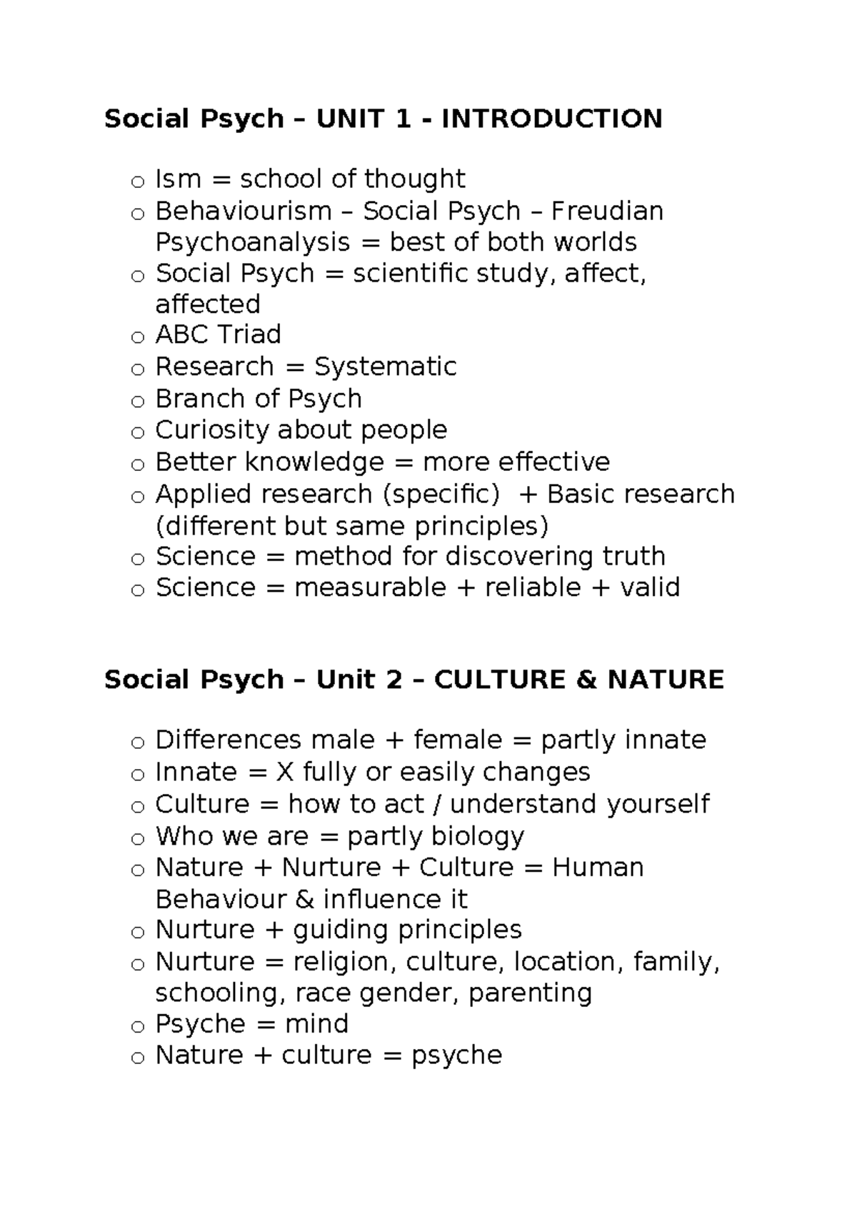 Social Psych 101: Unit 1 - Introduction to Key Concepts - Studocu