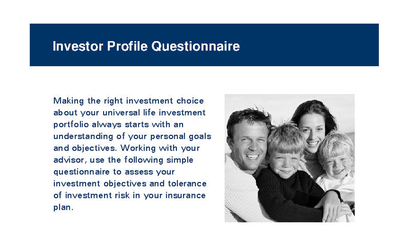 Investor Profile Questionnaire 358E: Assessing Your Investment Goals ...