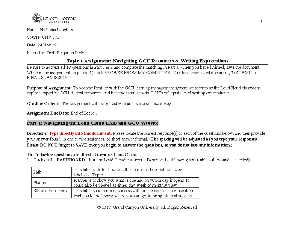 Laughlin Nicholas Navigating Loud Cloud - Name: Nicholas Laughlin ...