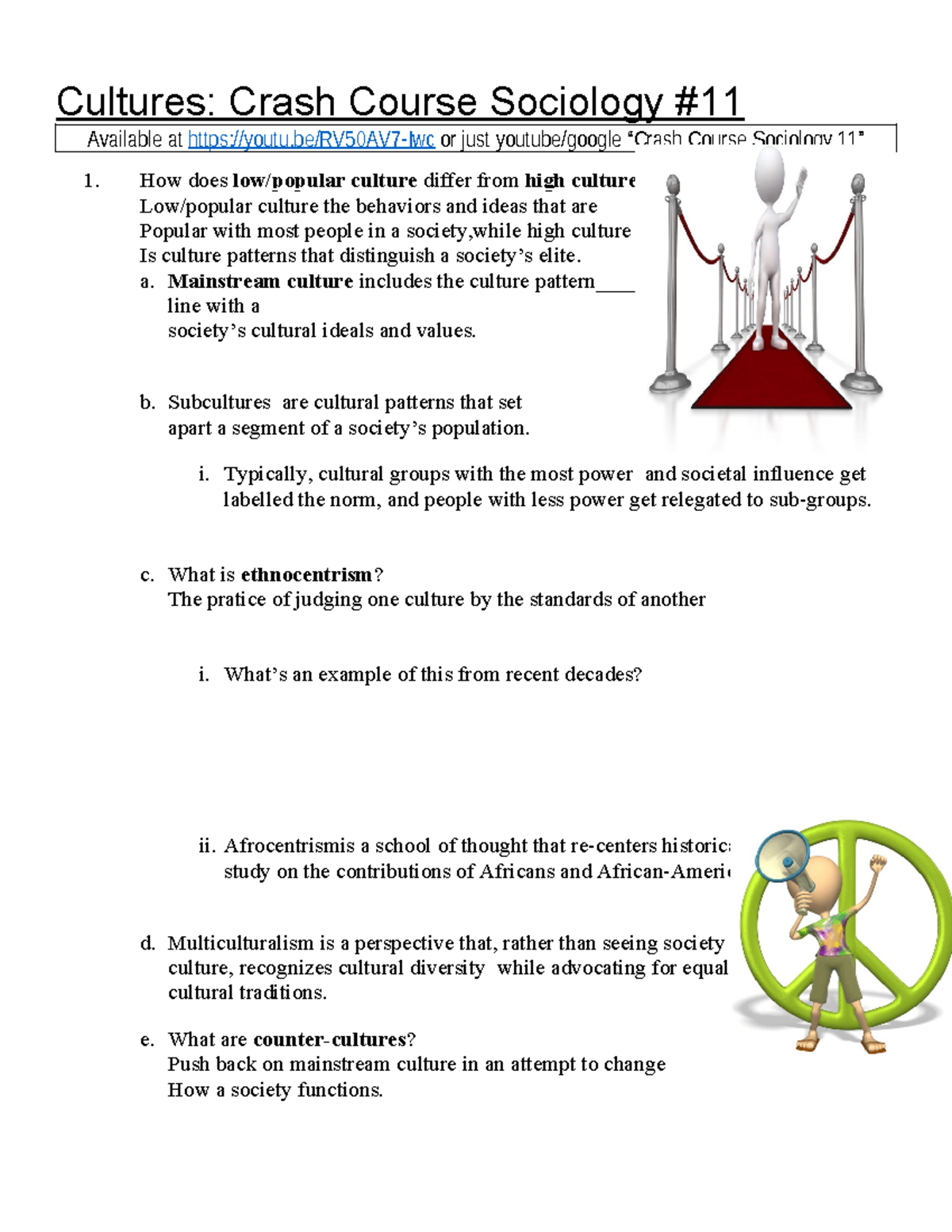 Sociology 11: Cultures Crash Course Notes Overview and Key Concepts ...