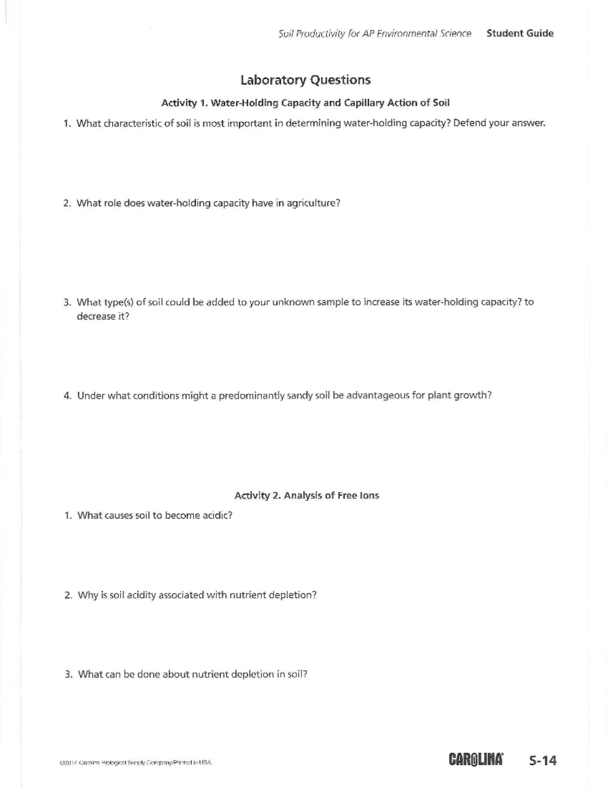 Soil Productivity Lab Qs for AP Environmental Science - Studocu