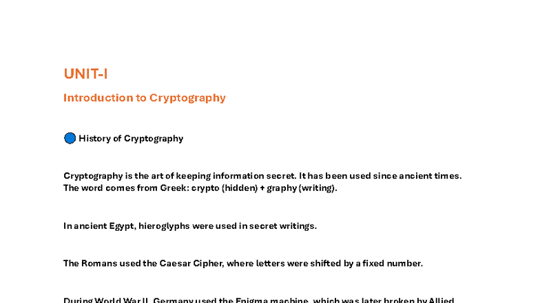 Applied Computing 3rd Sem: Introduction to Cryptography Notes - Studocu