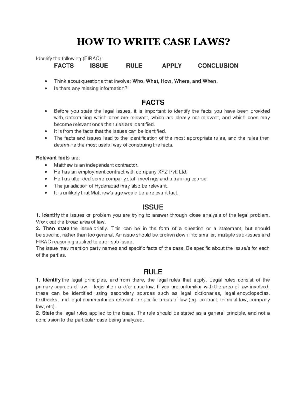 HOW TO Write CASE LAWS - How analyze case laws - HOW TO WRITE CASE LAWS ...