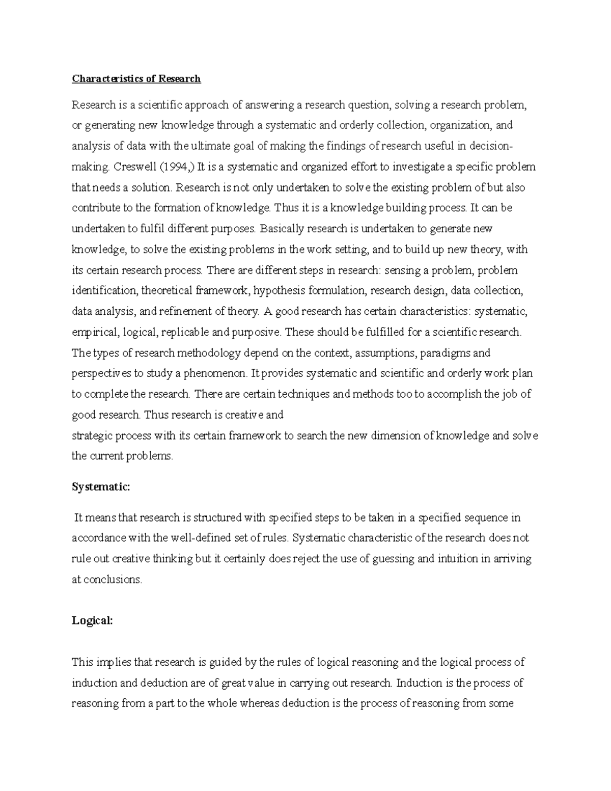 Essential Characteristics of Research: An In-Depth Explanation - Studocu