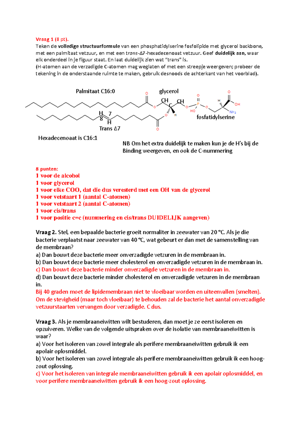 Fosfolipide Structuur en Isolatie: Toetsvragen (Biologie CH 2023 ...