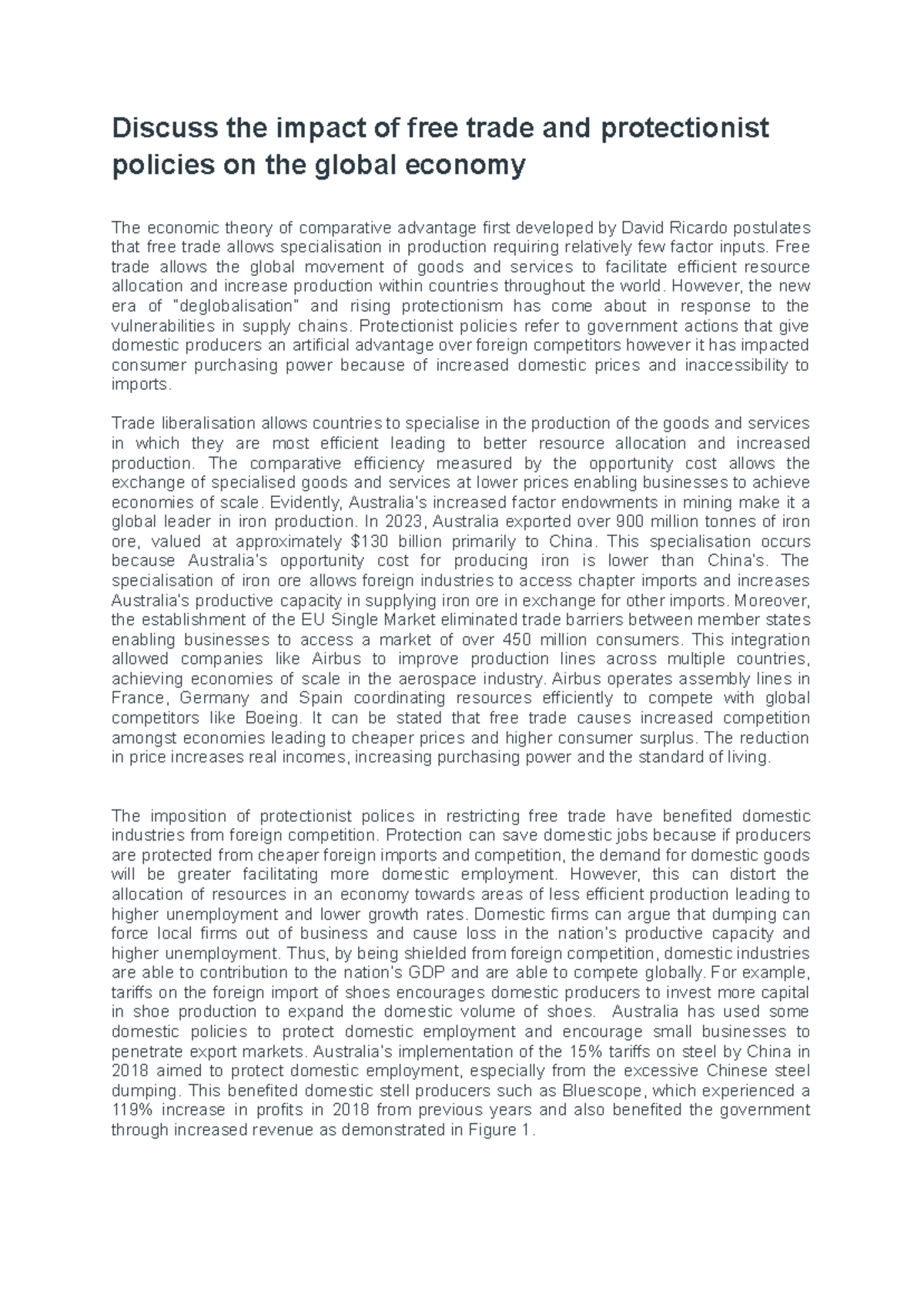 The Impact of Free Trade vs. Protectionism on the Global Economy - Studocu
