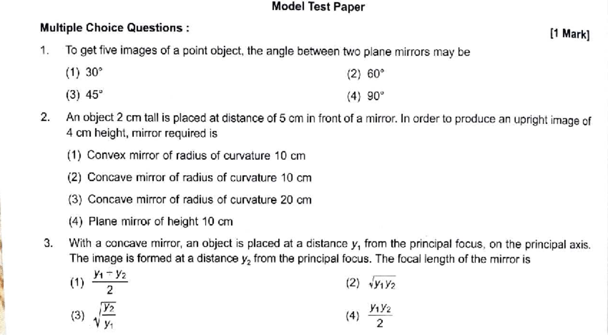 Model Test Paper: Physics MCQs & Short Answers (Course Code: PH101 ...