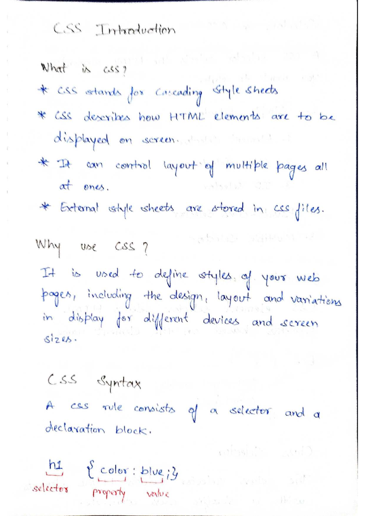 CSS Notes: Introduction to Cascading Style Sheets (CSS) - Studocu