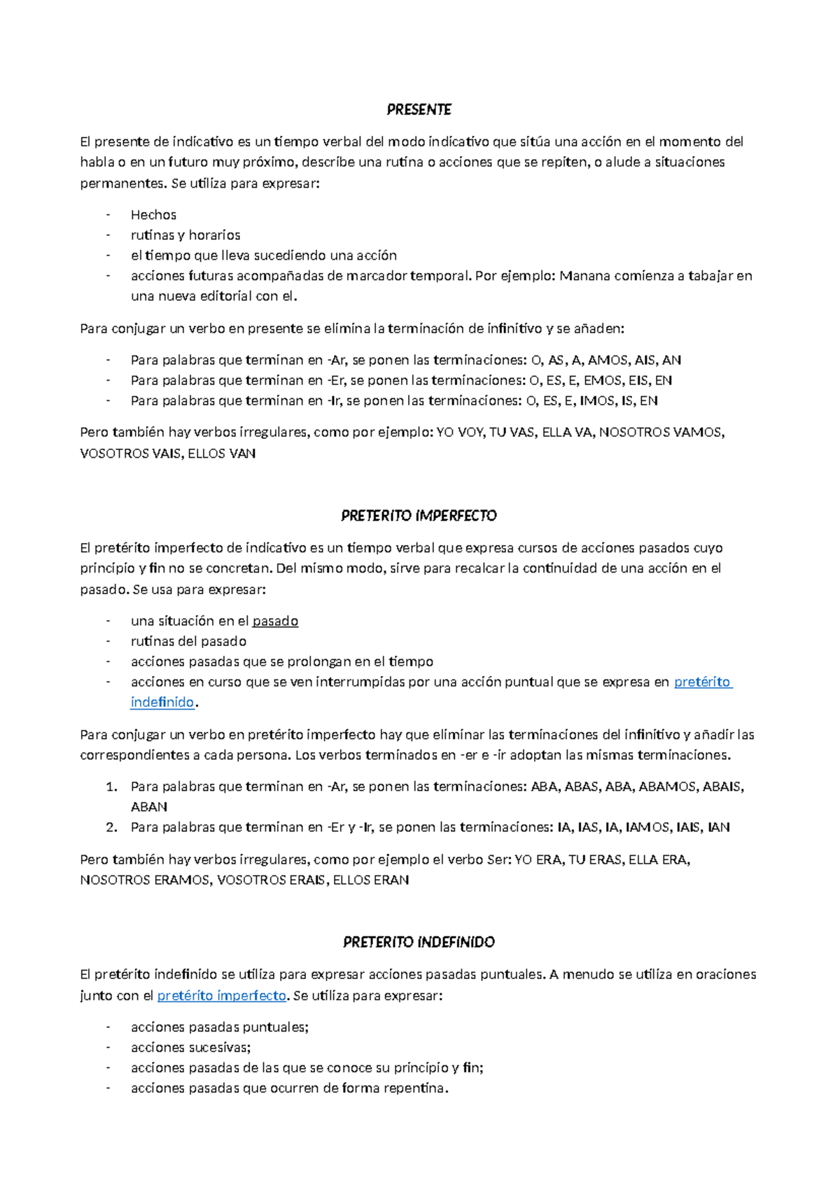 Tempi Verbali spagnoli - PRESENTE El presente de indicativo es un ...