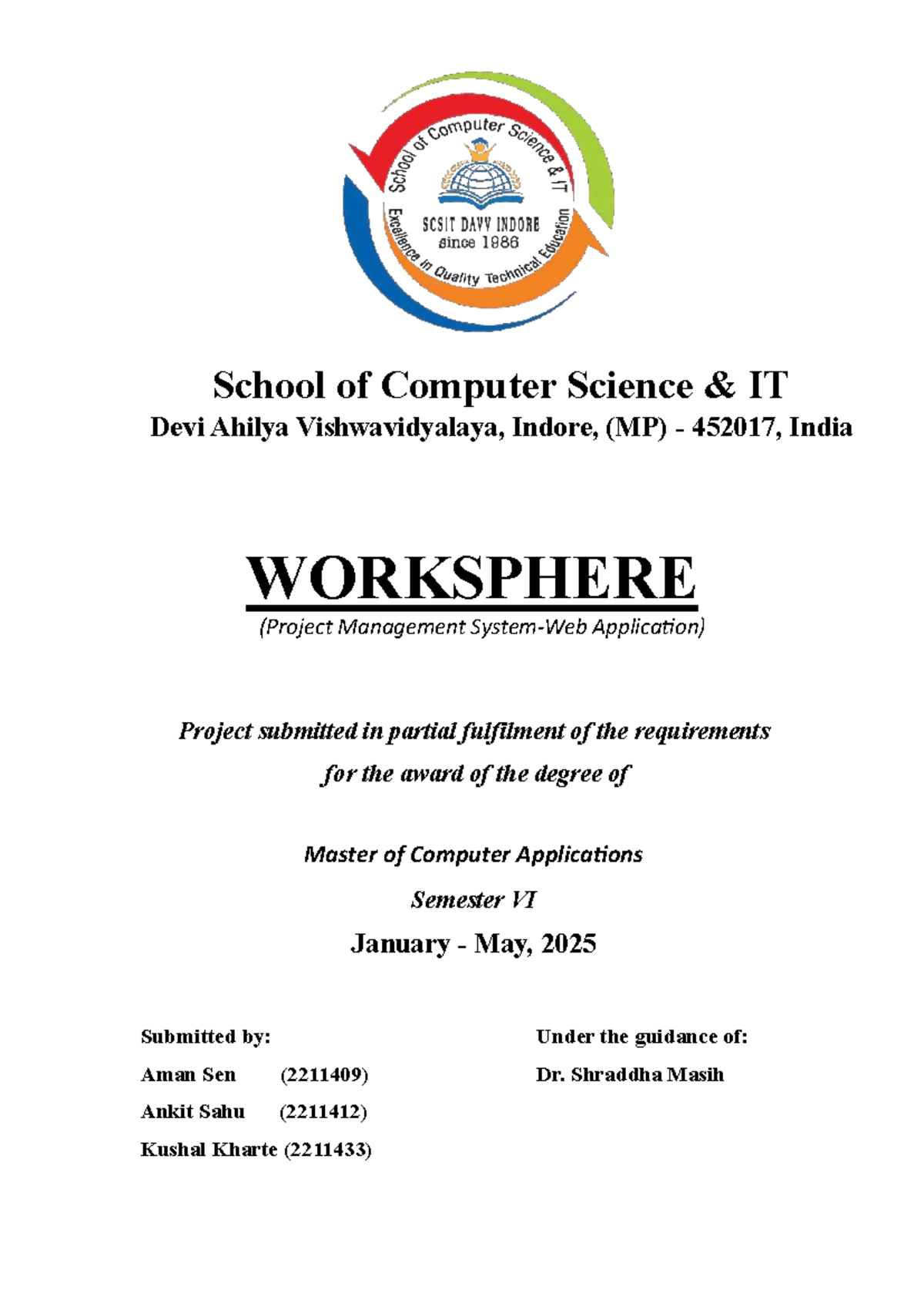 Worksphere Application-Project-Report - School of Computer Science & IT ...