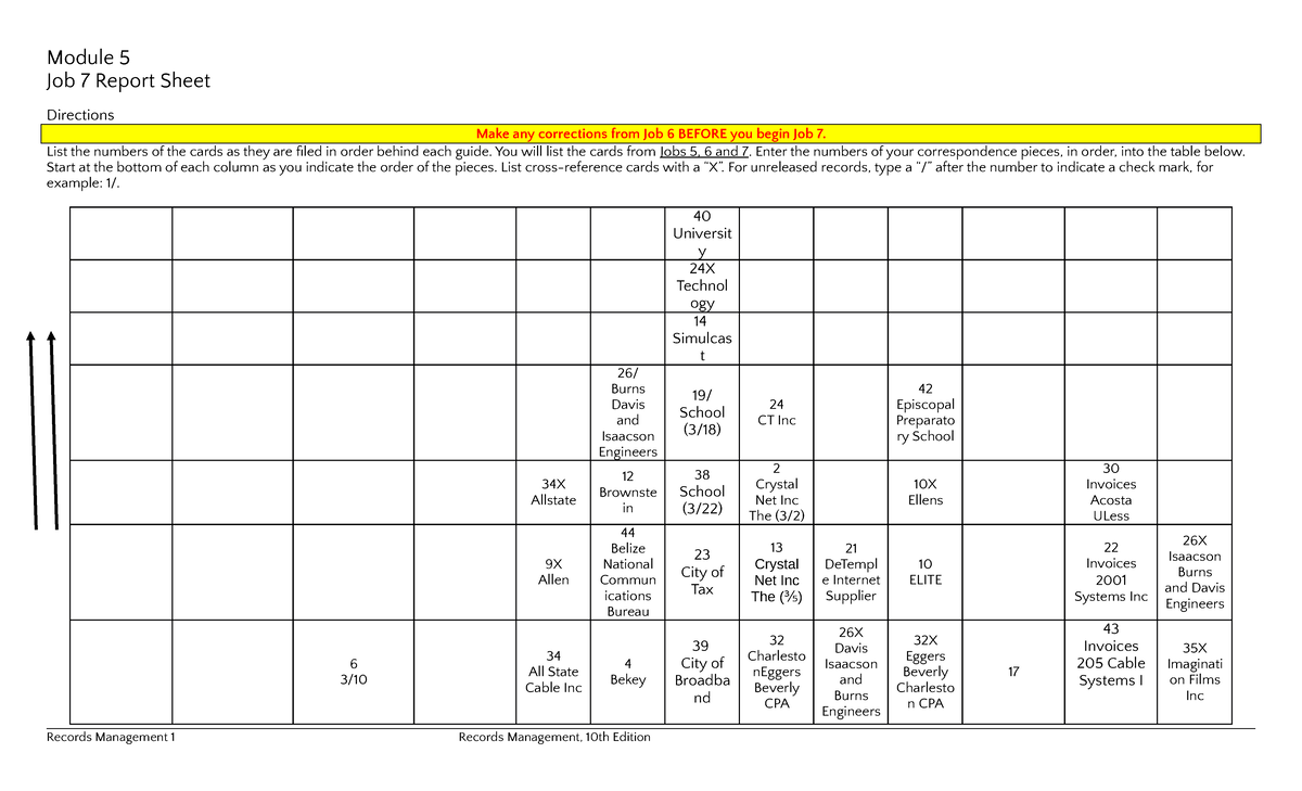 Job 7 Report Sheet - Records Management 1 Task Details - Studocu