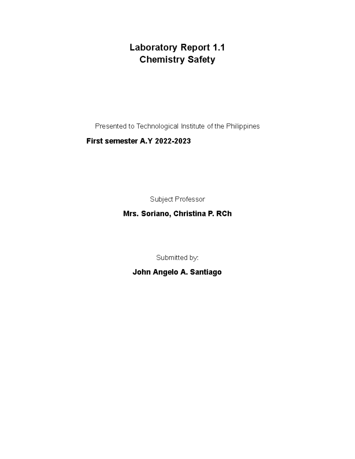 Laboratory Report 1: Chemistry Safety Protocols - LABSTER - Studocu