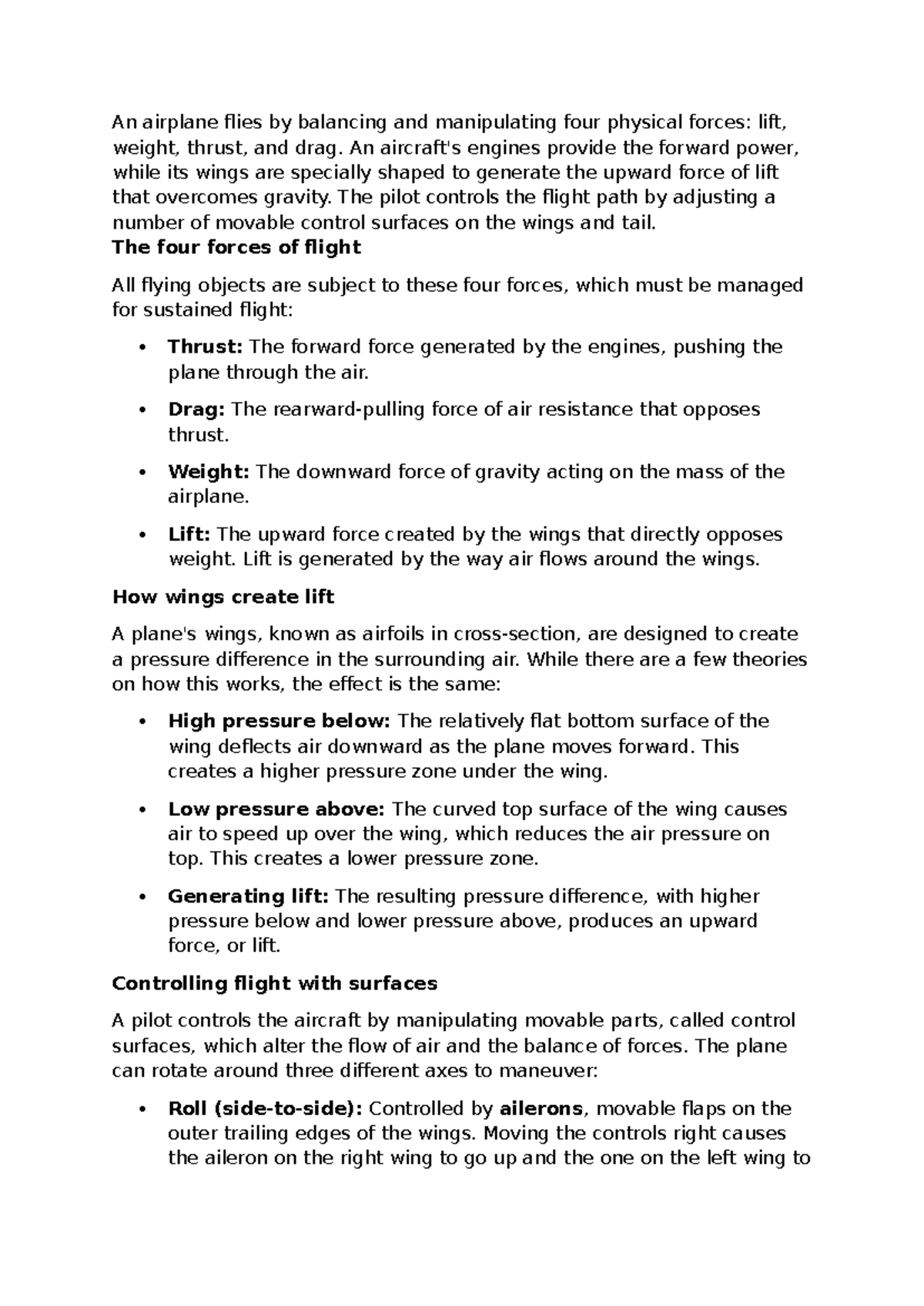 Understanding the Four Forces of Flight: Lift, Weight, Thrust, Drag ...