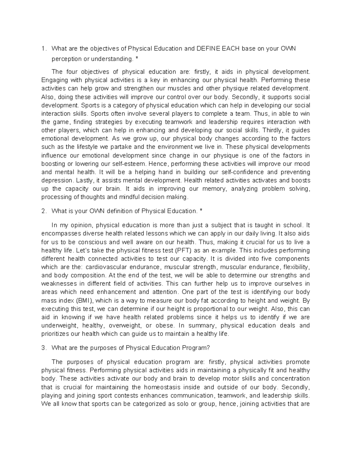 PE 101: Key Objectives and Personal Insights on Physical Education ...