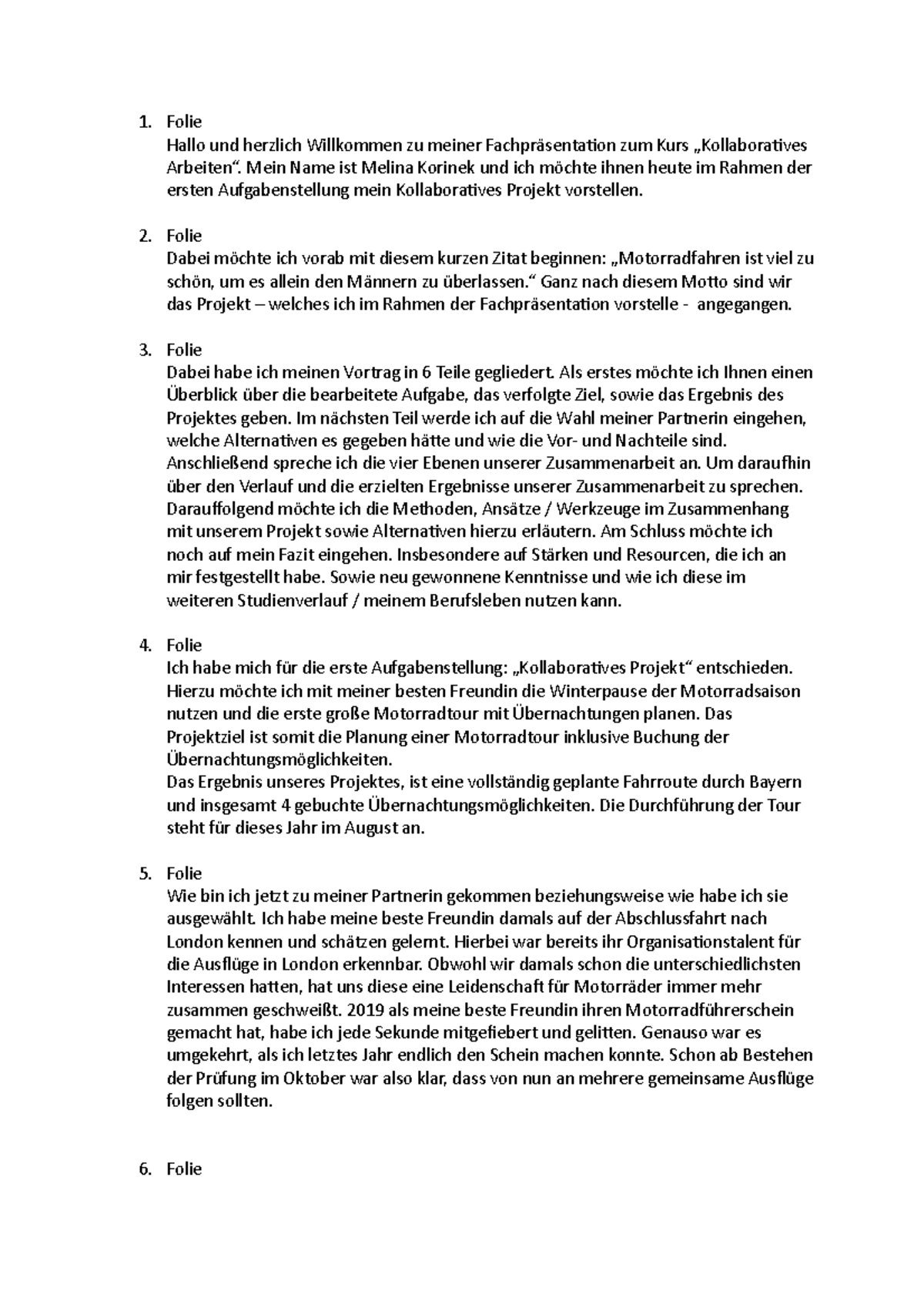 Kollaboratives Projekt: Fachpräsentation von Melina Korinek - Studocu