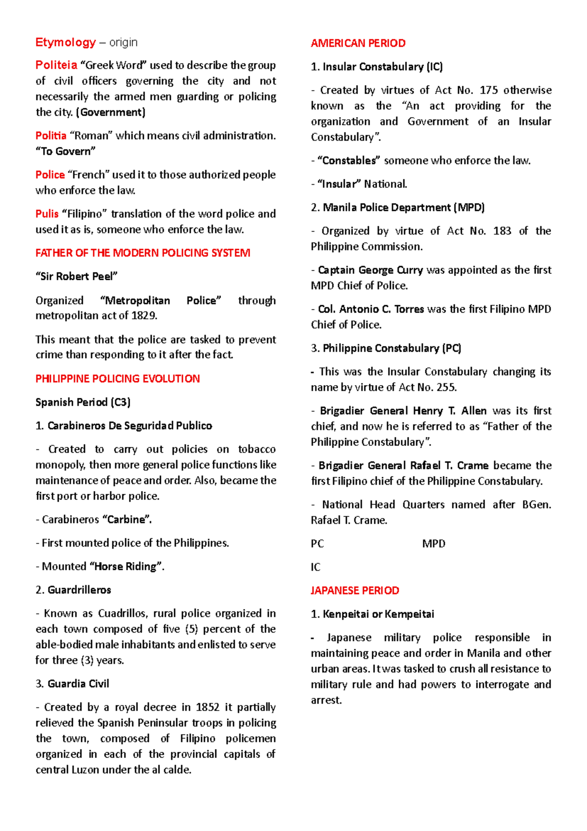 Philippine Policing Evolution: From Insular Constabulary to PNP - Studocu