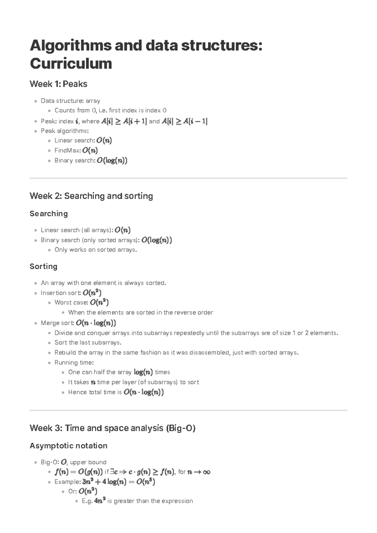 Algorithms and Data Structures: Practical Course Notes (CS101) - Studocu
