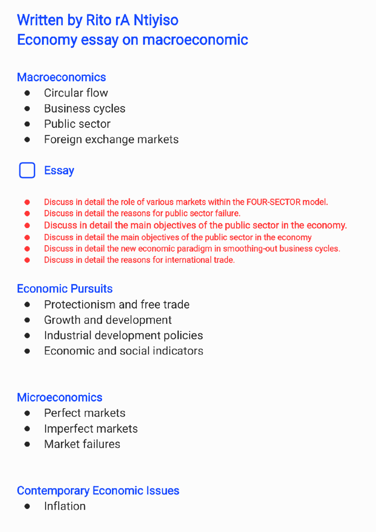 Macroeconomics Essay: Circular Flow, Business Cycles & Public Sector ...