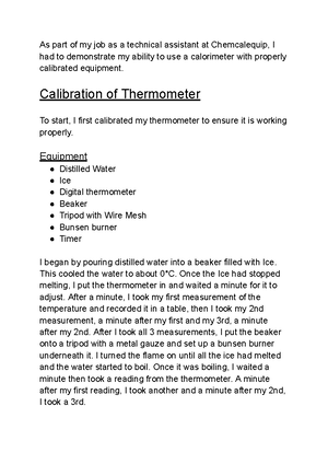 Unit 2B assignment - Unit 2 B assignment, calorimetry and cooling curves Introduction As part of ...
