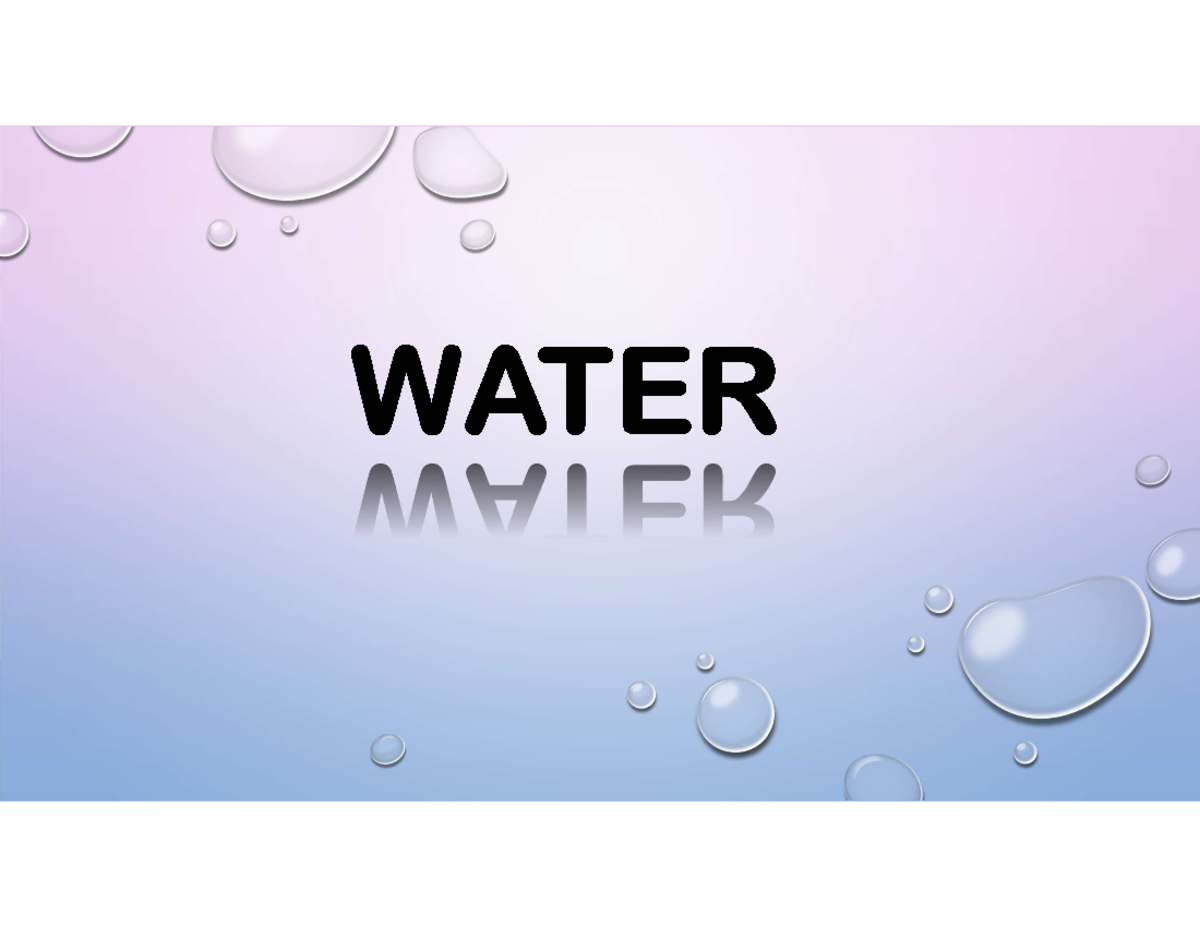 Water: Importance, Properties, and Homeostasis - Lecture Notes - Studocu
